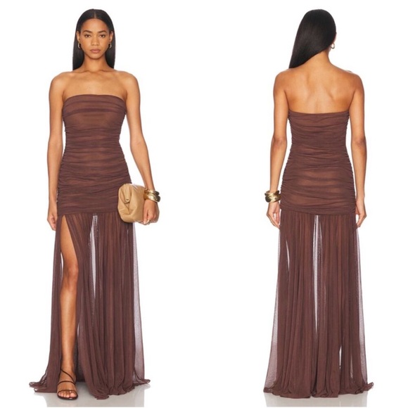 Retrofete | Dresses | Retrofete Adele Strapless Ruched Chiffon Dark ...